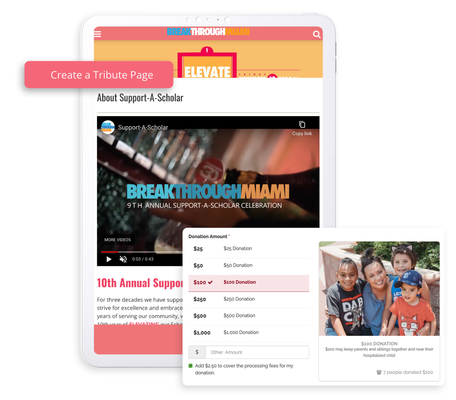 Tribute & Memorial Donation Collection Fundraising Software